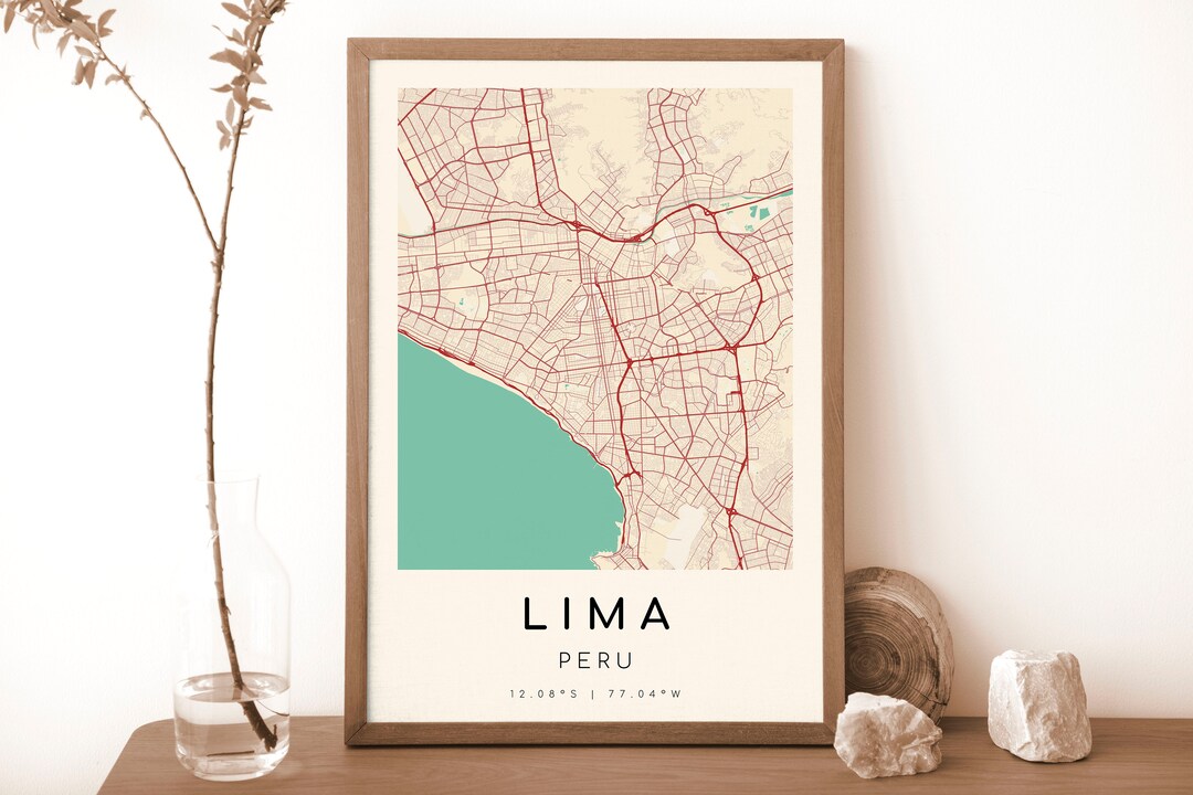 LIMA Peru Map Print | Map of Lima | Digital Wall Art | Lima City Map ...