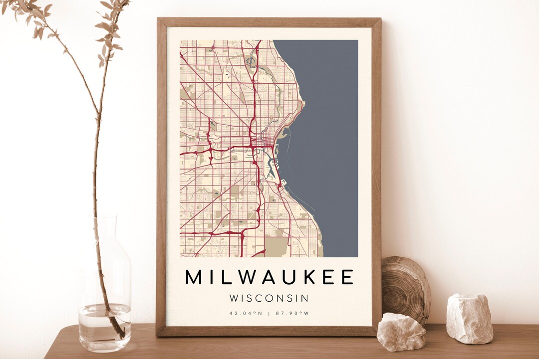 MILWAUKEE Wisconsin Map Print | Map of Milwaukee | Digital Wall Art ...