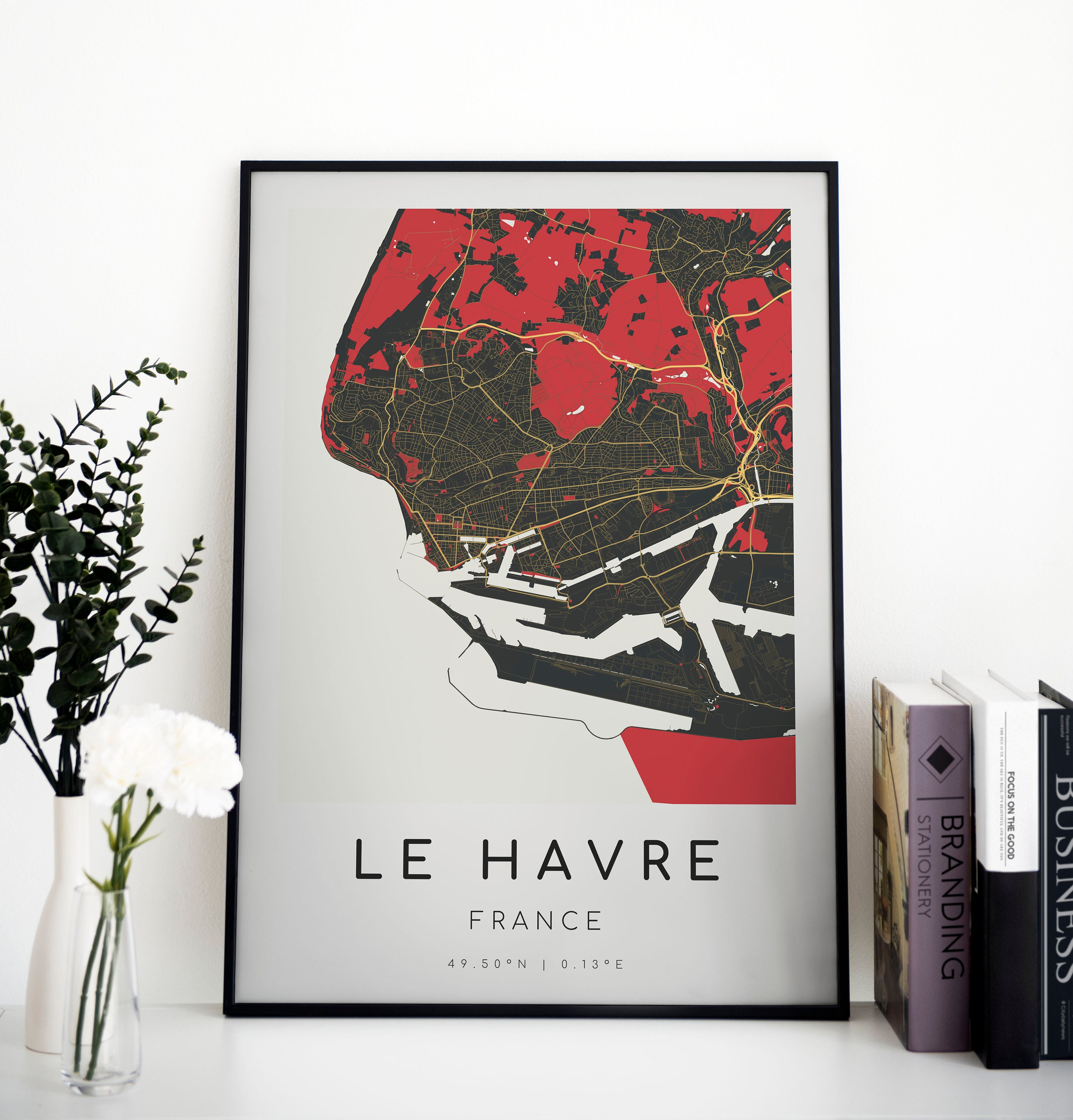 LE HAVRE France Map Print Map of Le Havre Digital Wall Art Le Havre ...