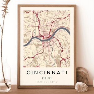 CINCINNATI Ohio Map Print | Map of Cincinnati | Digital Wall Art ...
