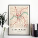 CINCINNATI Ohio Map Print Map of Cincinnati Digital Wall Art Cincinnati ...