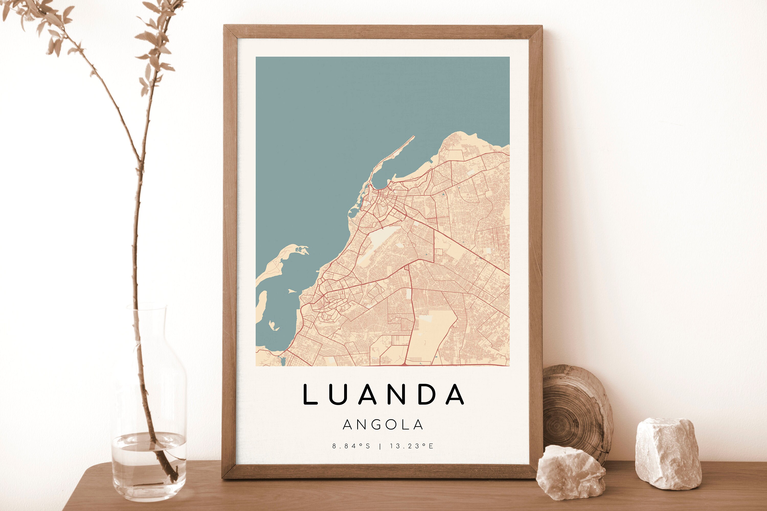 LUANDA Angola Map Print Map of Luanda Digital Wall Art Luanda City Map Poster Gift Map Modern ...