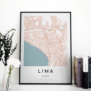 LIMA Peru Map Print | Map of Lima | Digital Wall Art | Lima City Map ...