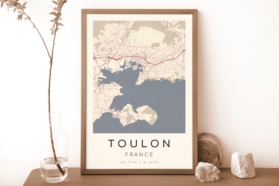 TOULON France Map Print | Map of Toulon | Digital Wall Art | Toulon ...