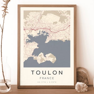 TOULON France Map Print | Map of Toulon | Digital Wall Art | Toulon ...