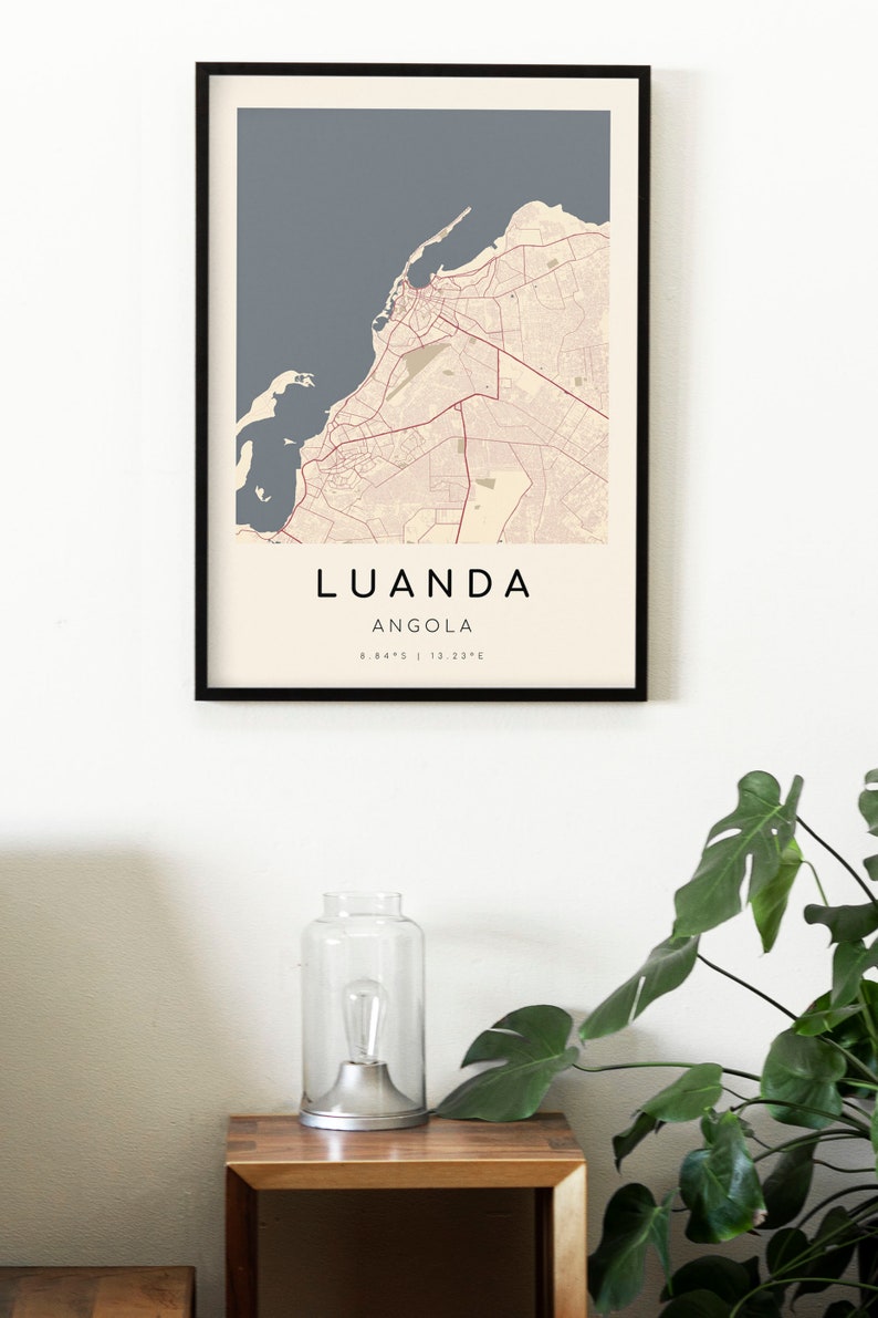 LUANDA Angola Map Print | Map of Luanda | Digital Wall Art | Luanda ...