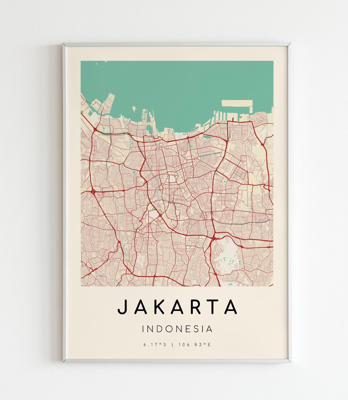 JAKARTA Indonesia Map Print Map of Jakarta Digital Wall Art Jakarta ...