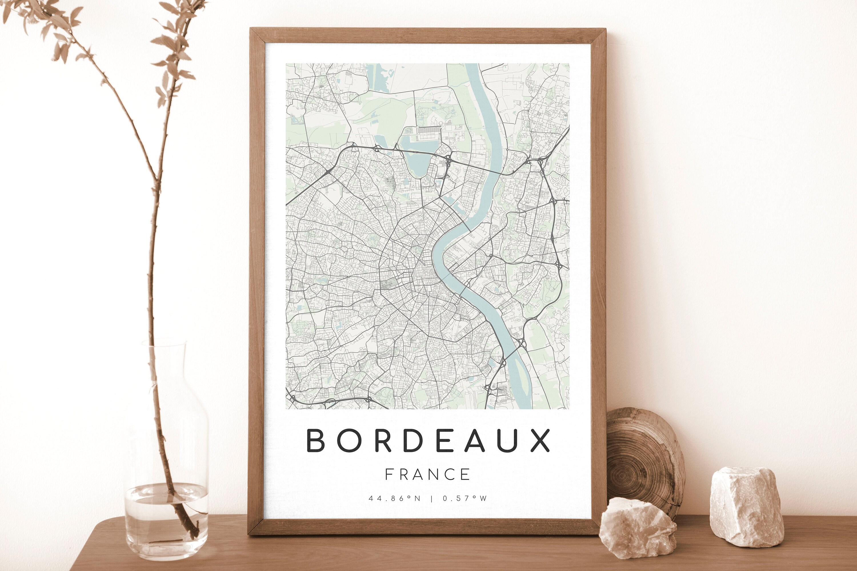 BORDEAUX France Map Print | Map of Bordeaux | Digital Wall Art ...