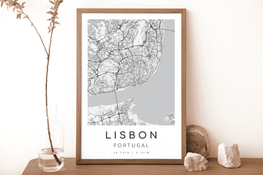 LISBON Portugal Map Print | Map of Lisbon | Digital Wall Art | Lisbon ...