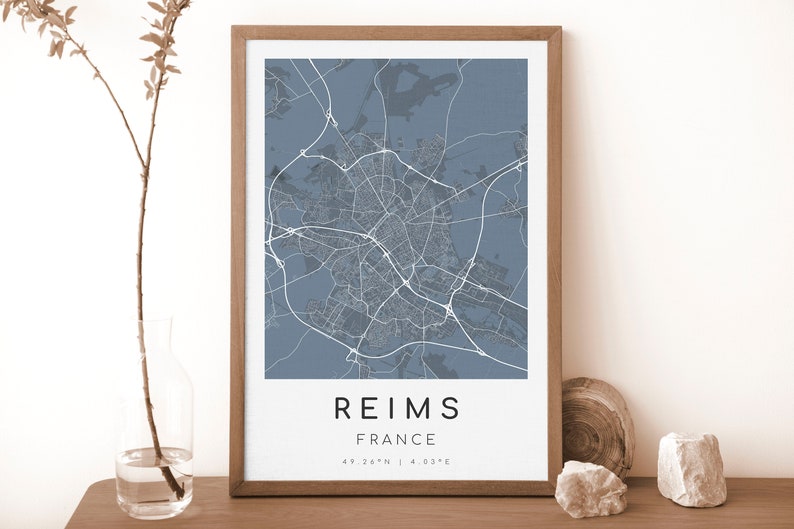 REIMS France Map Print | Map of Reims | Digital Wall Art | Reims City ...