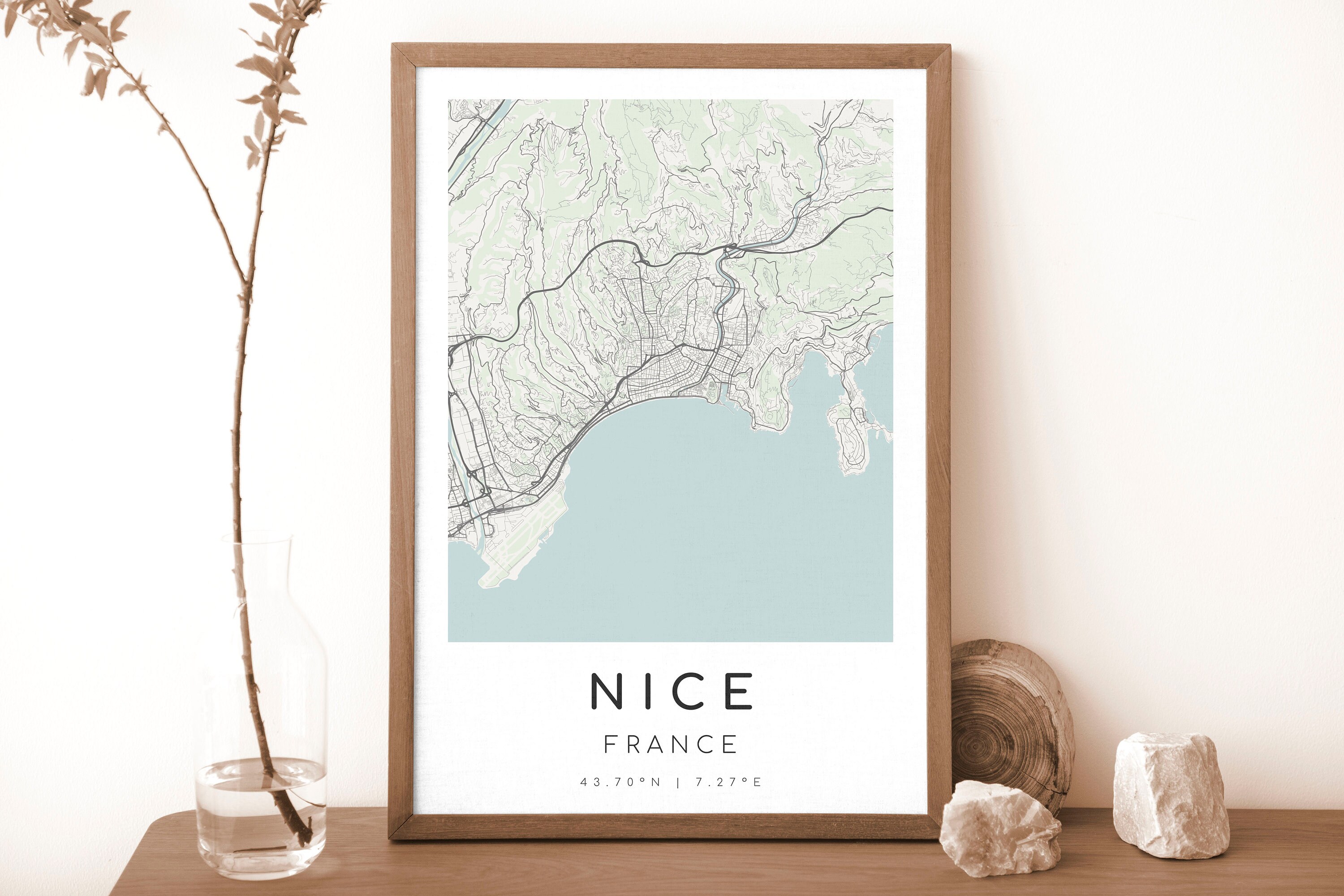 NICE France Map Print | Map of Nice | Digital Wall Art | Nice City Map ...