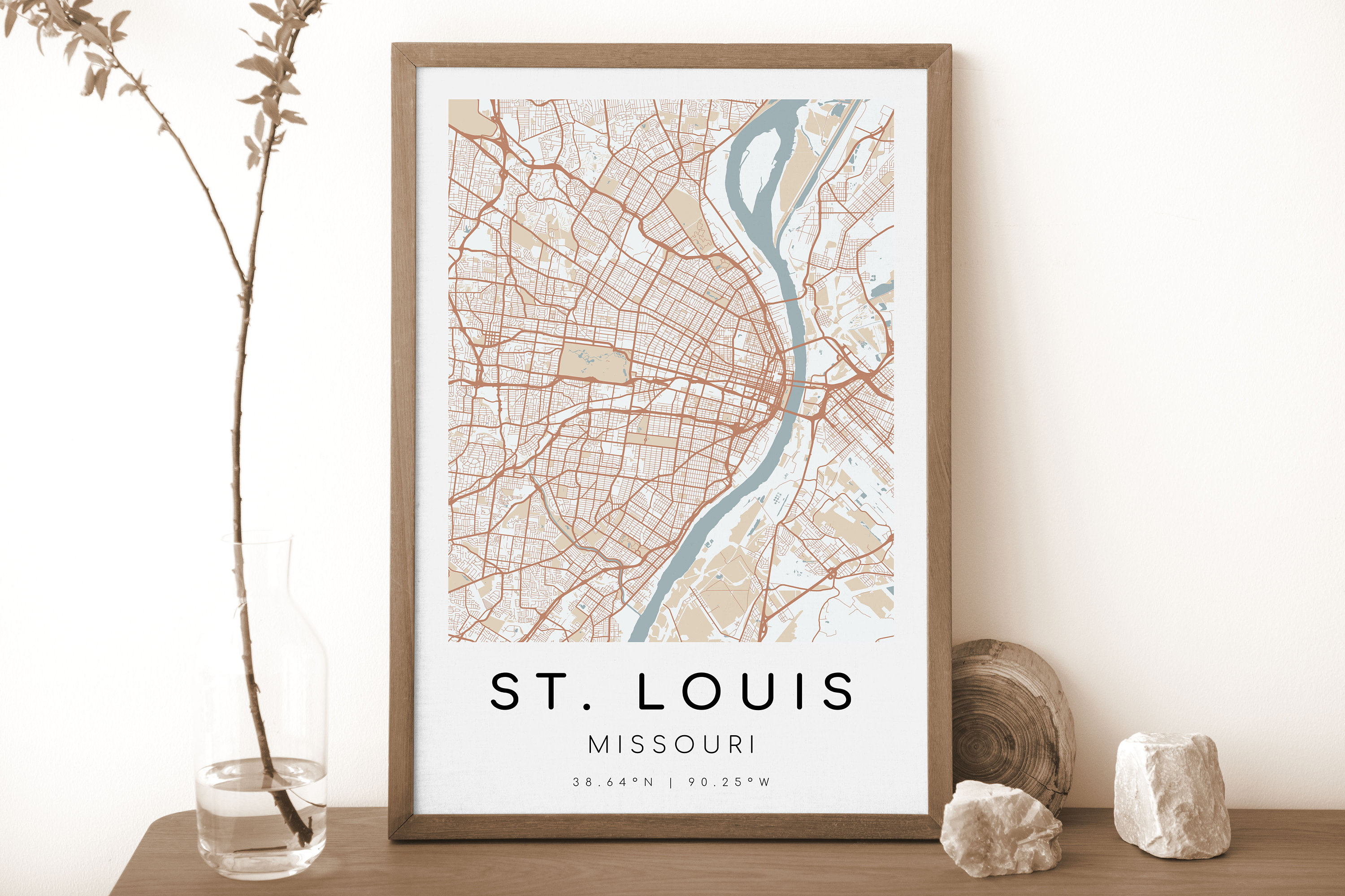 ST. LOUIS Missouri Map Print Map of St. Louis Digital Wall Art St ...