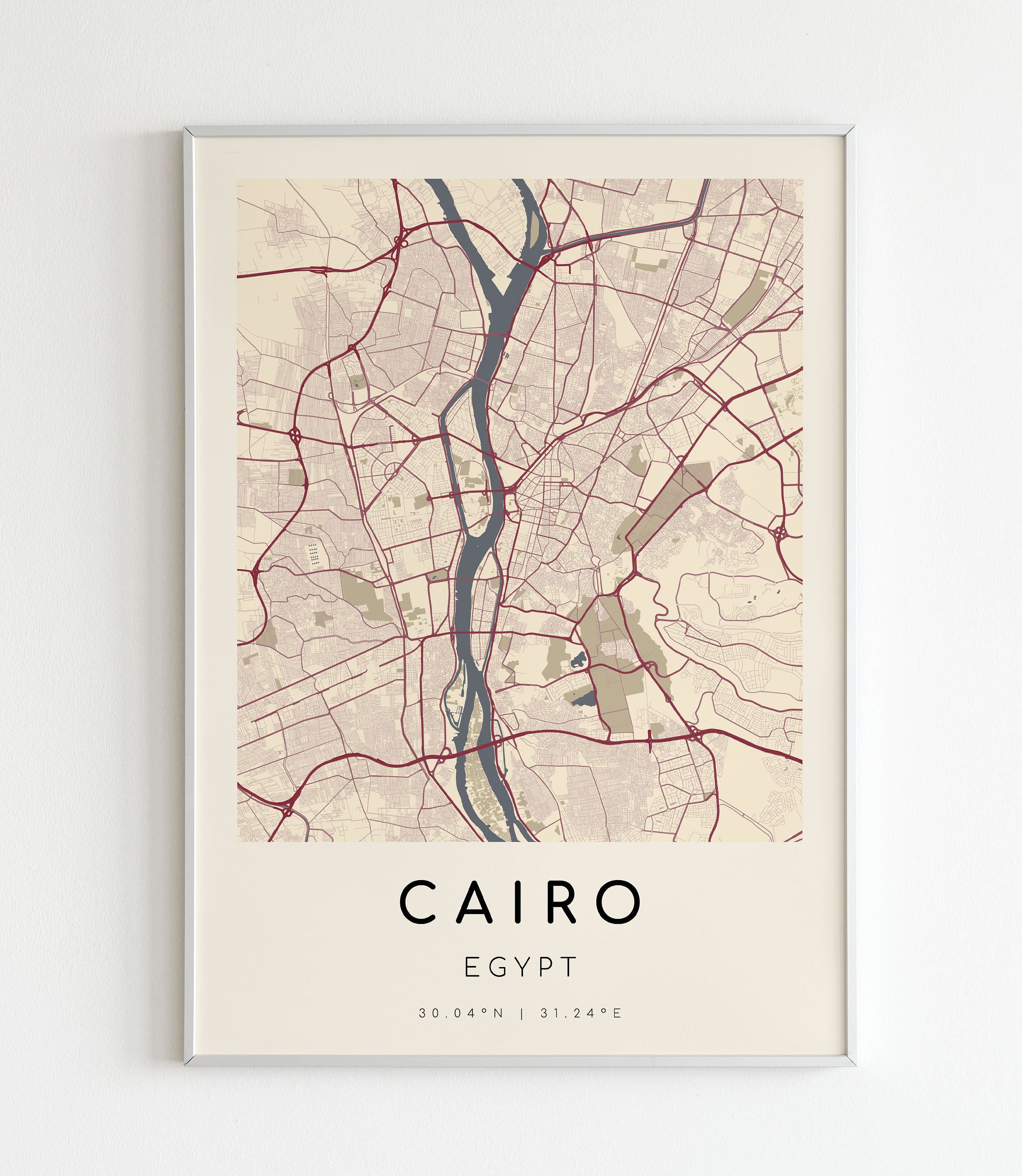 CAIRO Egypt Map Print Map of Cairo Digital Wall Art Cairo City Map ...