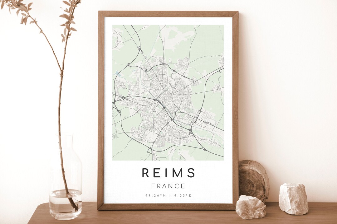 REIMS France Map Print | Map of Reims | Digital Wall Art | Reims City ...