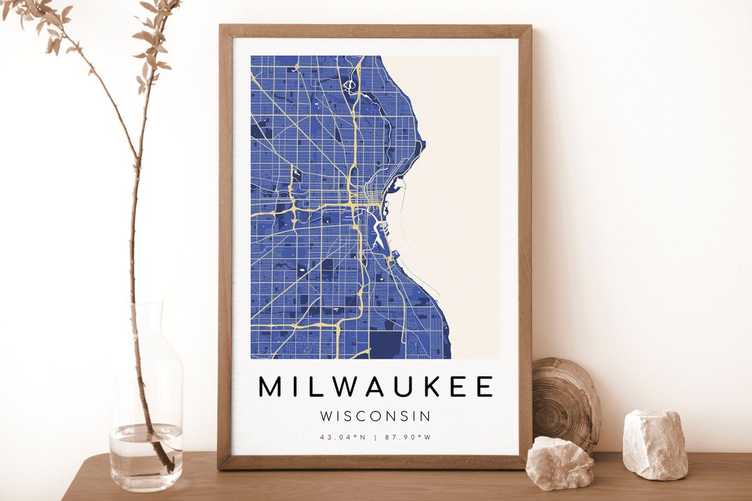 MILWAUKEE Wisconsin Map Print | Map of Milwaukee | Digital Wall Art ...