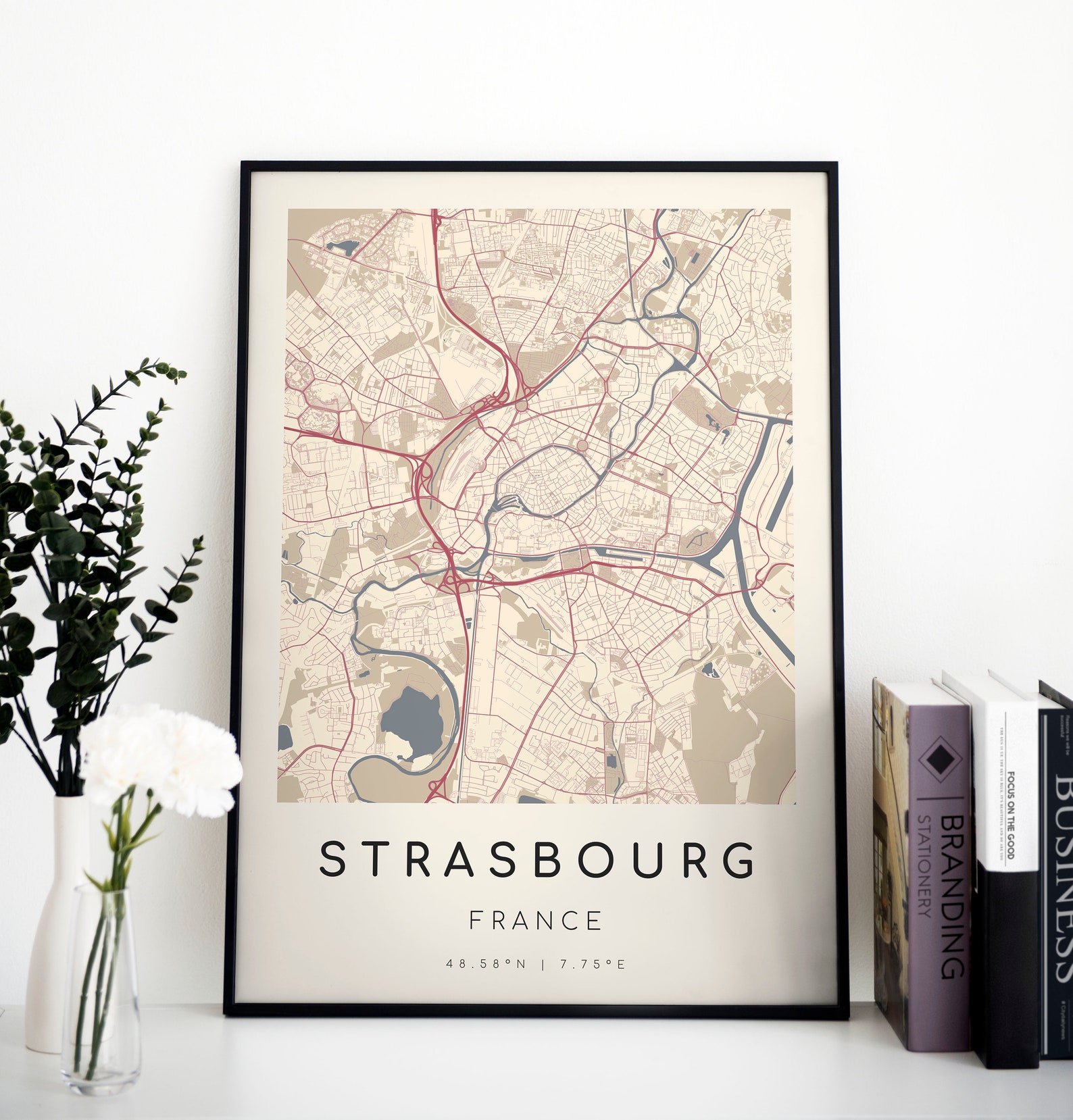 STRASBOURG France Map Print | Map of Strasbourg | Digital Wall Art ...