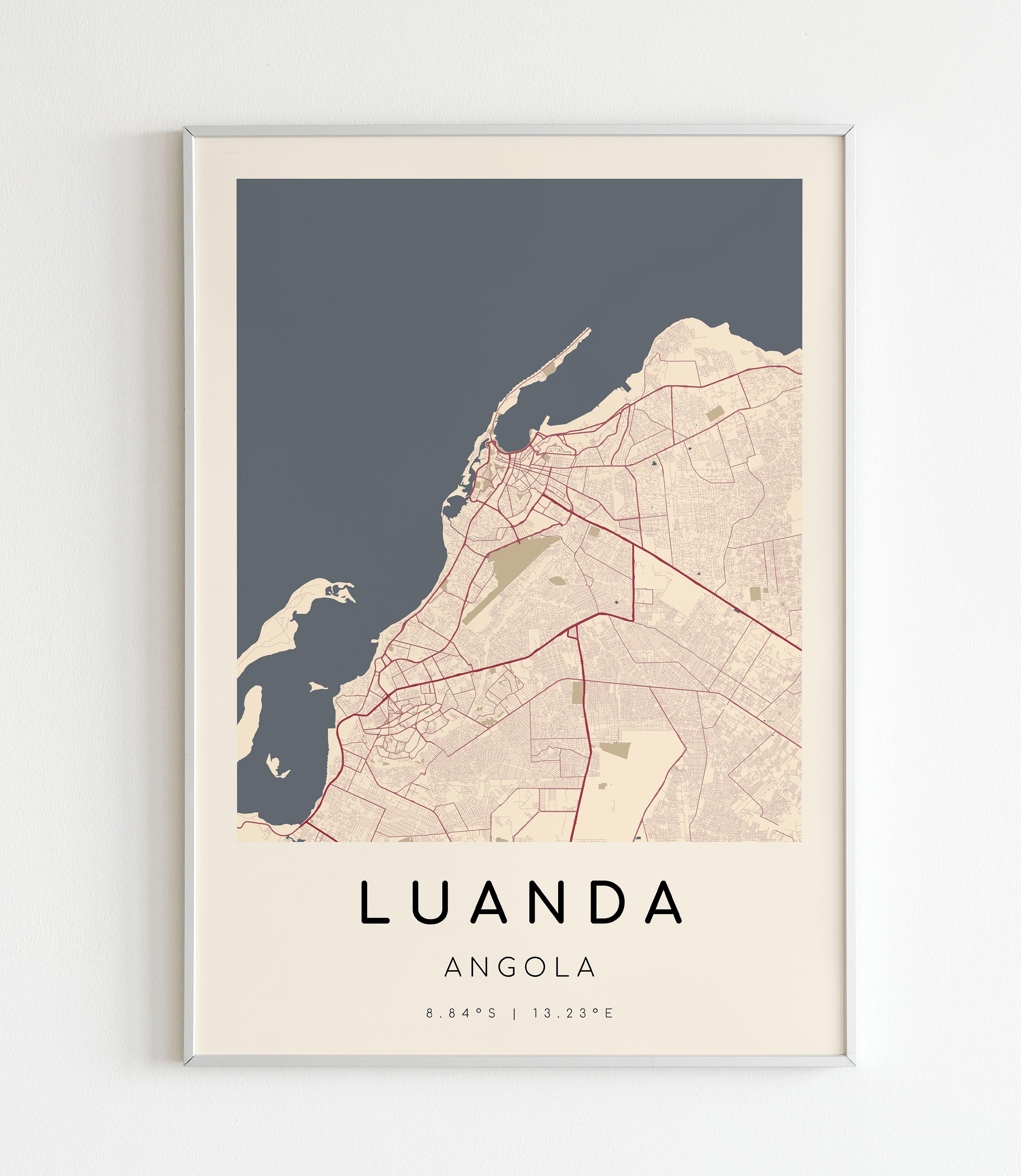 LUANDA Angola Map Print Map of Luanda Digital Wall Art Luanda City Map Poster Gift Map Modern ...