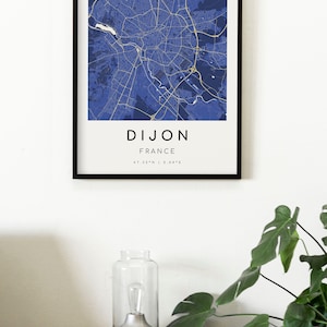 DIJON France Map Print | Map of Dijon | Digital Wall Art | Dijon City ...