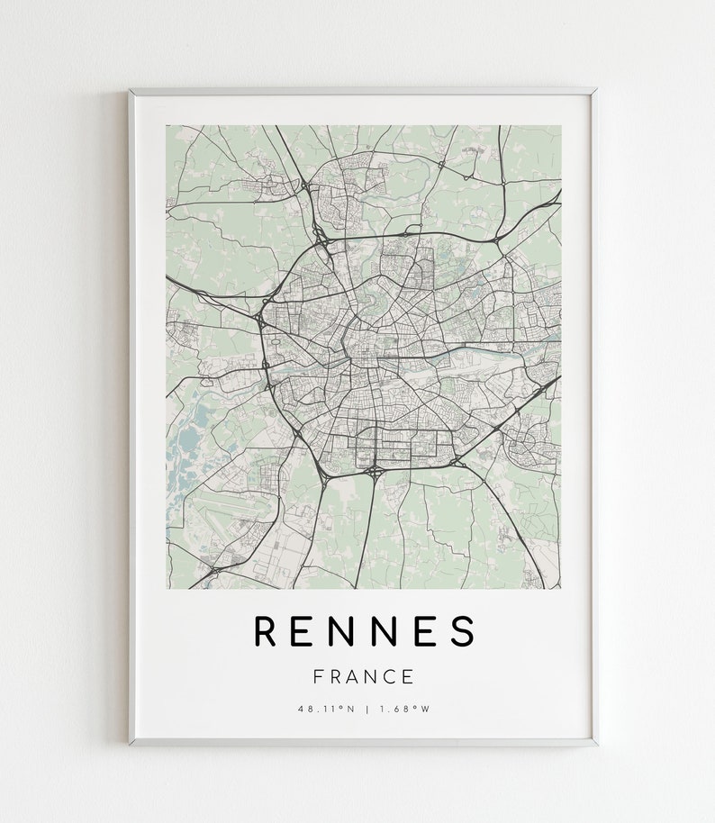 RENNES France Map Print Map of Rennes Digital Wall Art - Etsy