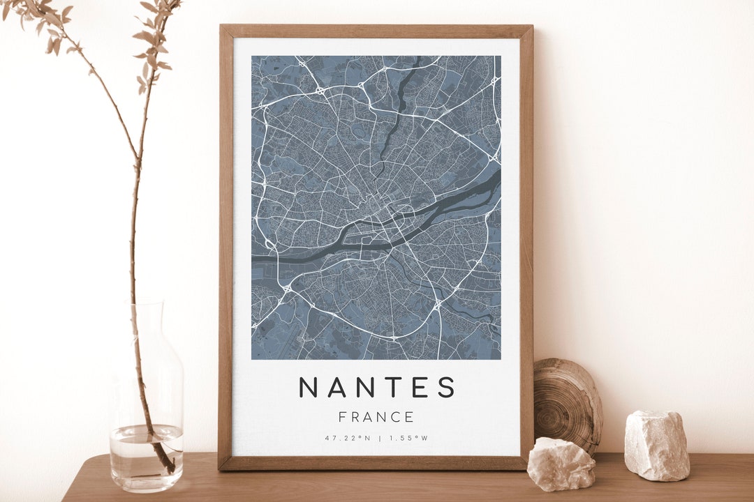 NANTES France Map Print | Map of Nantes | Digital Wall Art | Nantes ...