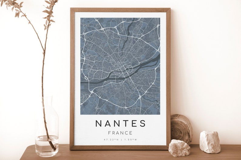 NANTES France Map Print | Map of Nantes | Digital Wall Art | Nantes ...