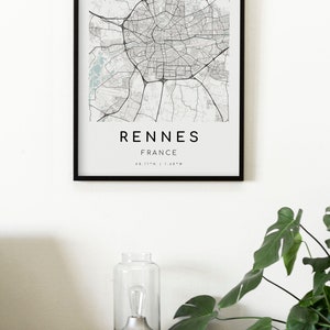RENNES France Map Print | Map of Rennes | Digital Wall Art | Rennes ...
