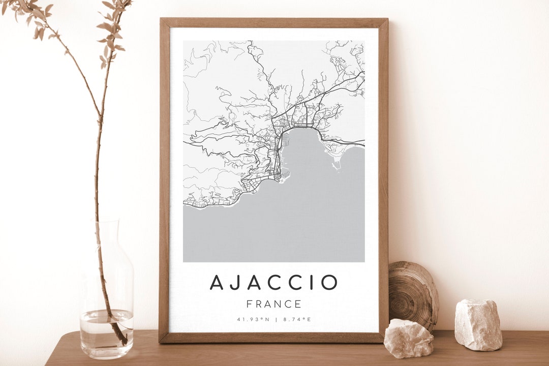 AJACCIO France Map Print | Map of Ajaccio | Digital Wall Art | Ajaccio ...