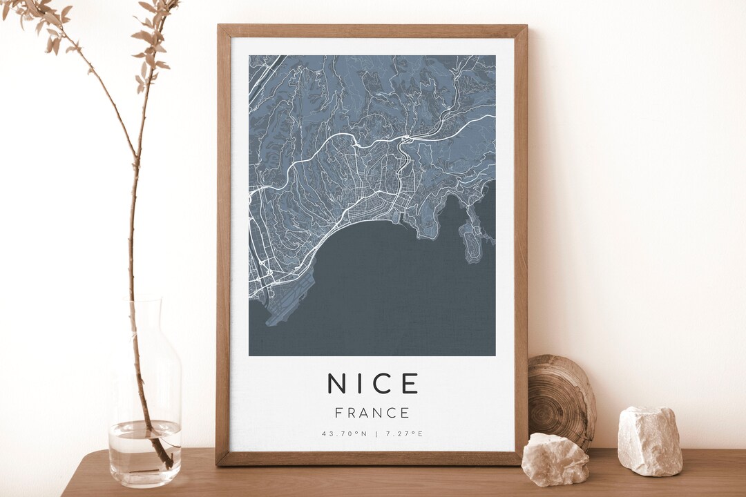 NICE France Map Print | Map of Nice | Digital Wall Art | Nice City Map ...