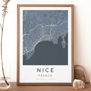 NICE France Map Print | Map of Nice | Digital Wall Art | Nice City Map ...