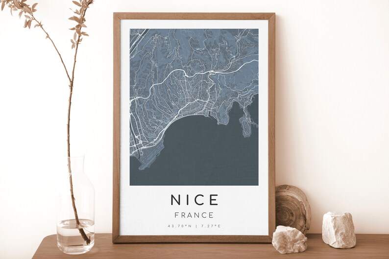 NICE France Map Print | Map of Nice | Digital Wall Art | Nice City Map ...