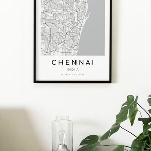 CHENNAI India Map Print | Map of Chennai | Digital Wall Art | Chennai ...