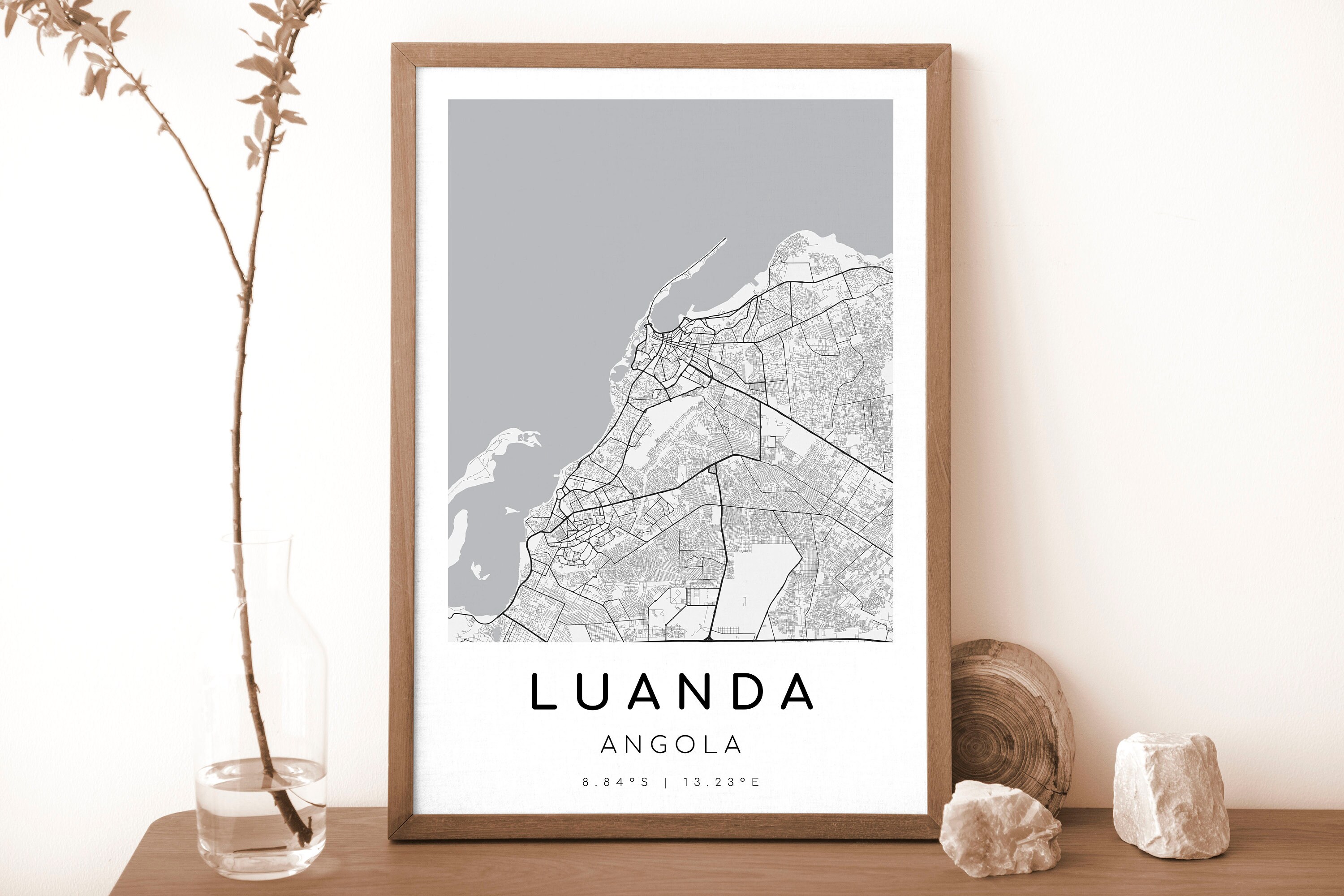 LUANDA Angola Map Print Map of Luanda Digital Wall Art Luanda City Map ...