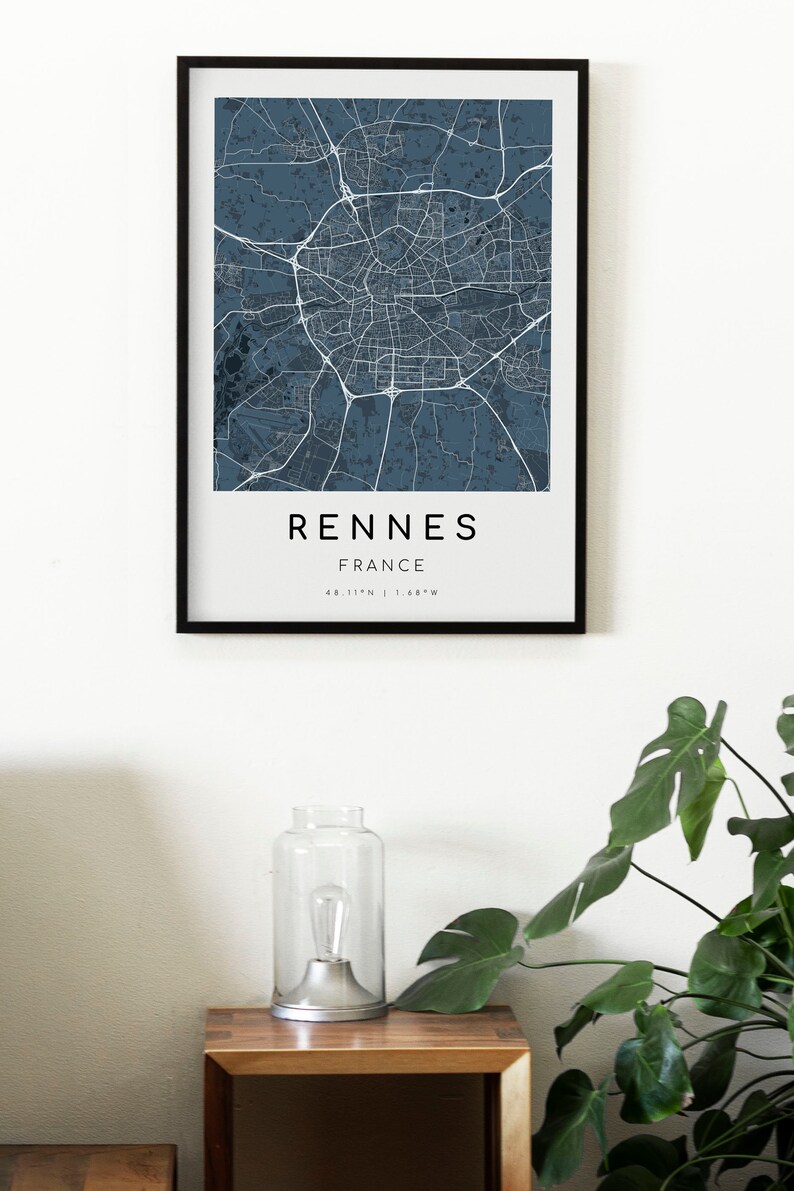 RENNES France Map Print Map of Rennes Digital Wall Art Rennes City Map ...