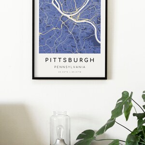 PITTSBURGH Pennsylvania Map Print | Map of Pittsburgh | Digital Wall ...
