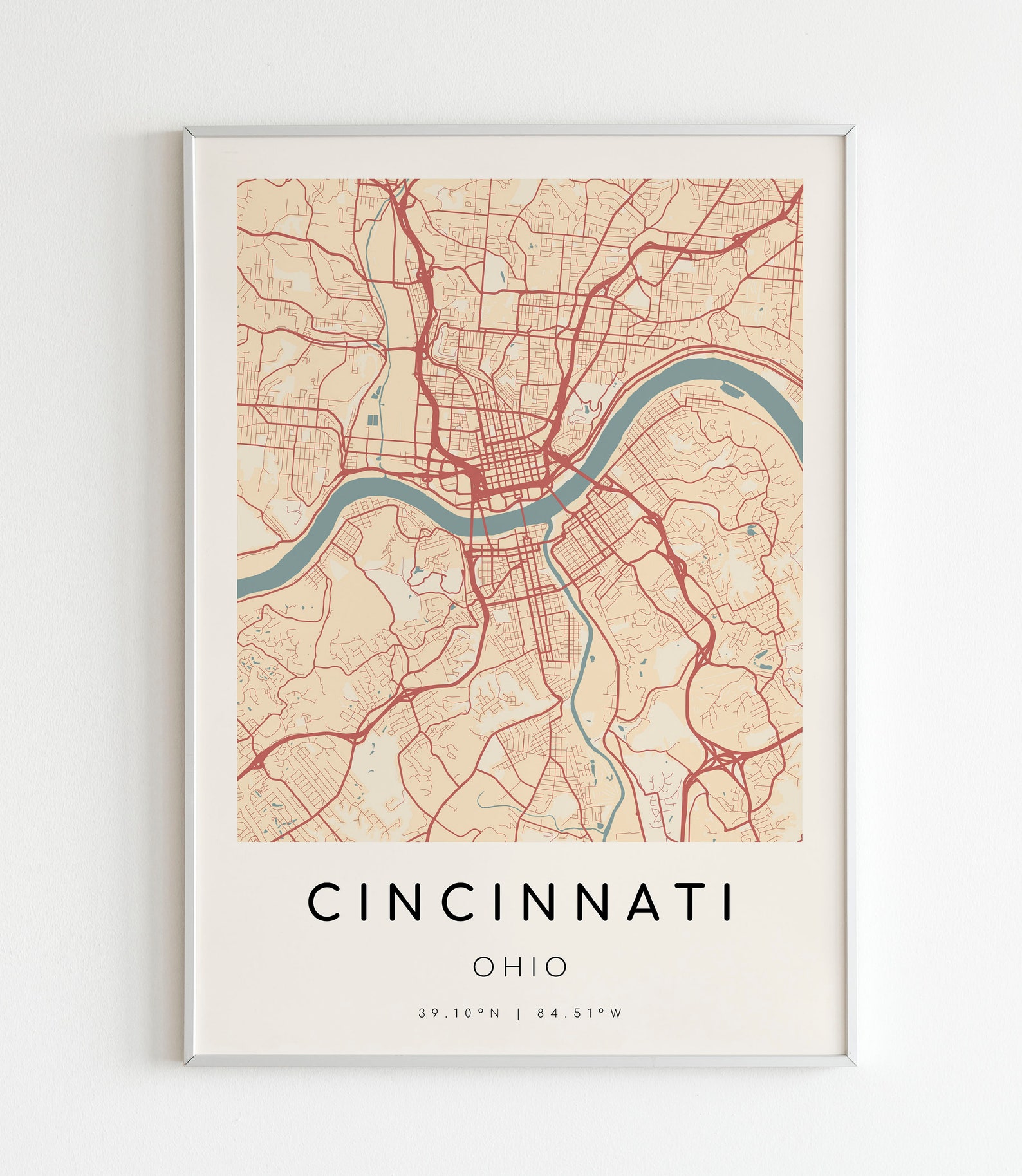 CINCINNATI Ohio Map Print Map of Cincinnati Digital Wall Art Cincinnati ...