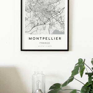MONTPELLIER France Map Print | Map of Montpellier | Digital Wall Art ...
