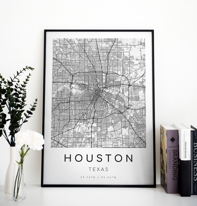 HOUSTON Texas Map Print | Map of Houston | Digital Wall Art | Houston ...