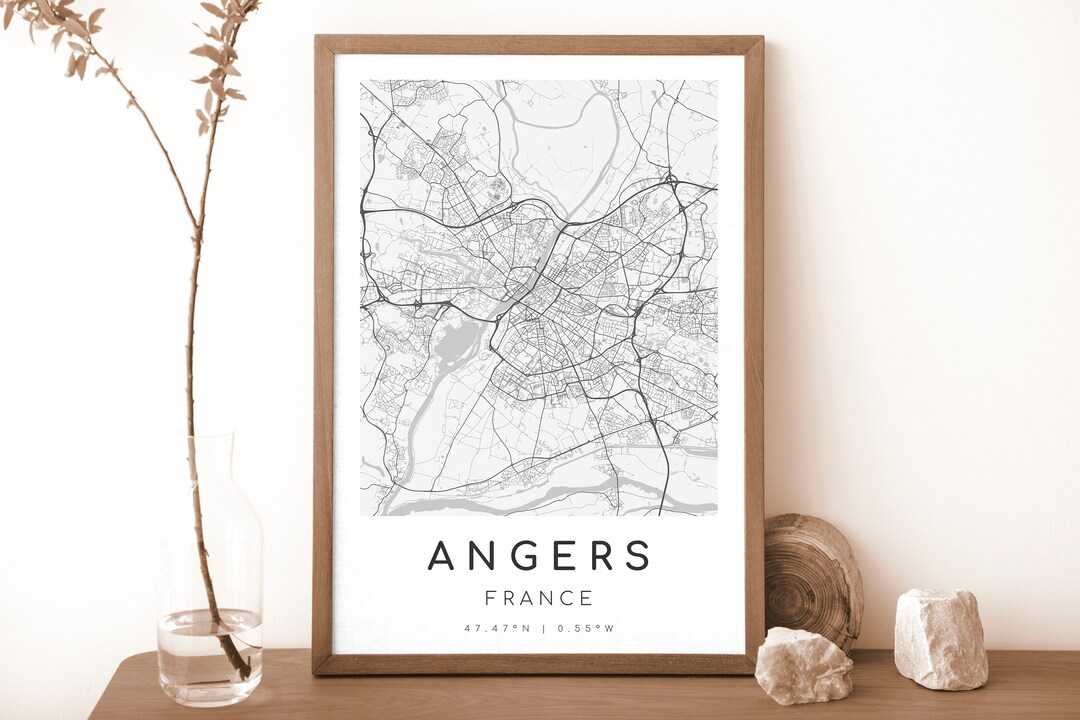 ANGERS France Map Print Map of Angers Digital Wall Art Angers City Map ...