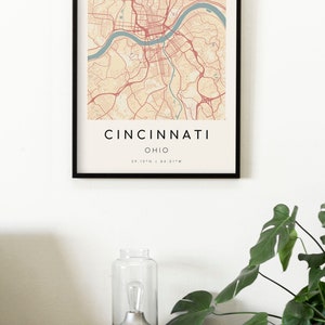 CINCINNATI Ohio Map Print | Map of Cincinnati | Digital Wall Art ...