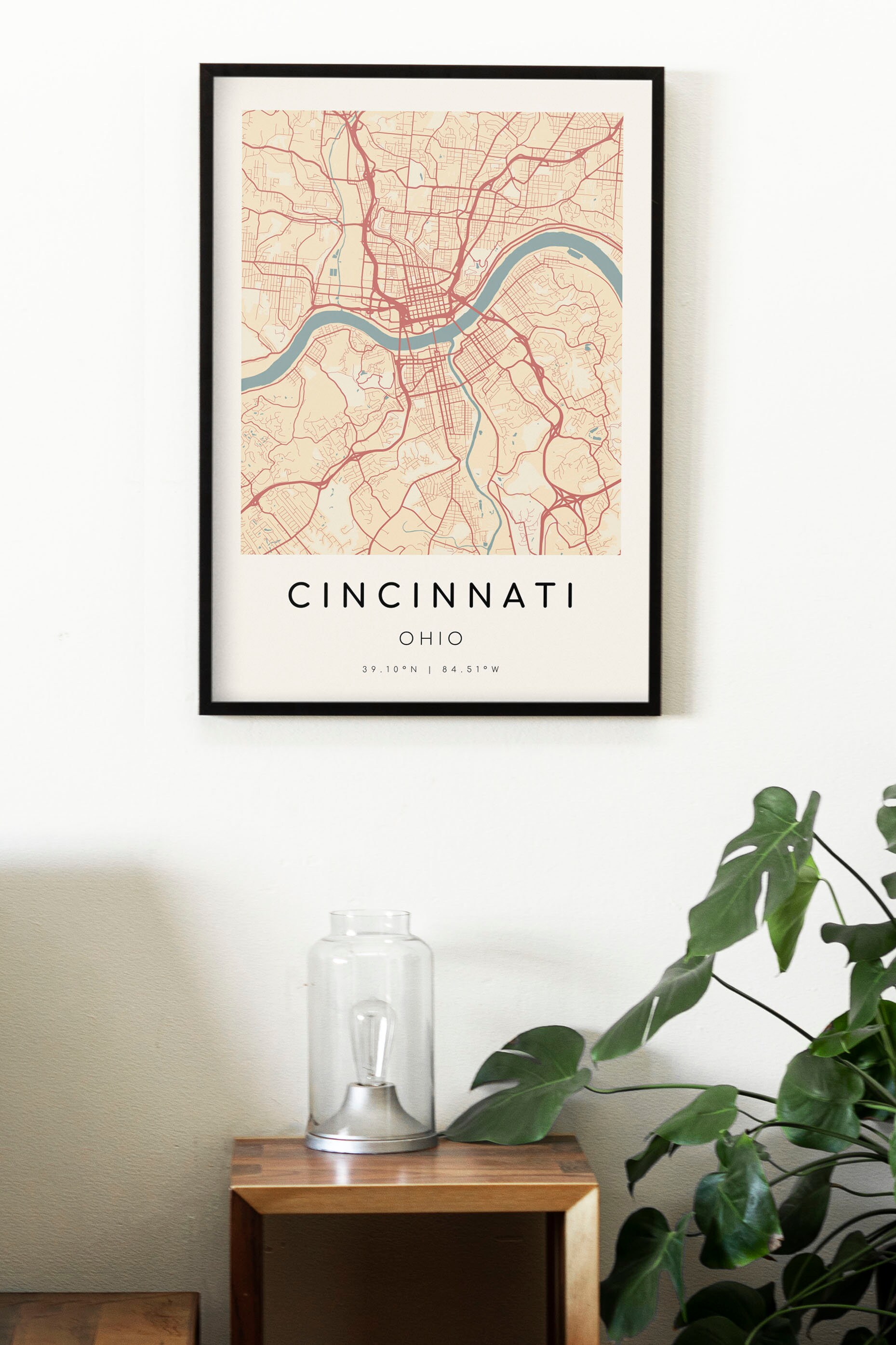 CINCINNATI Ohio Map Print | Map of Cincinnati | Digital Wall Art ...