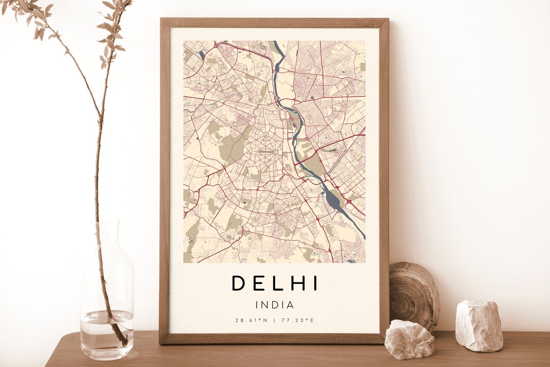 DELHI India Map Print | Map of Delhi | Digital Wall Art | Delhi City ...