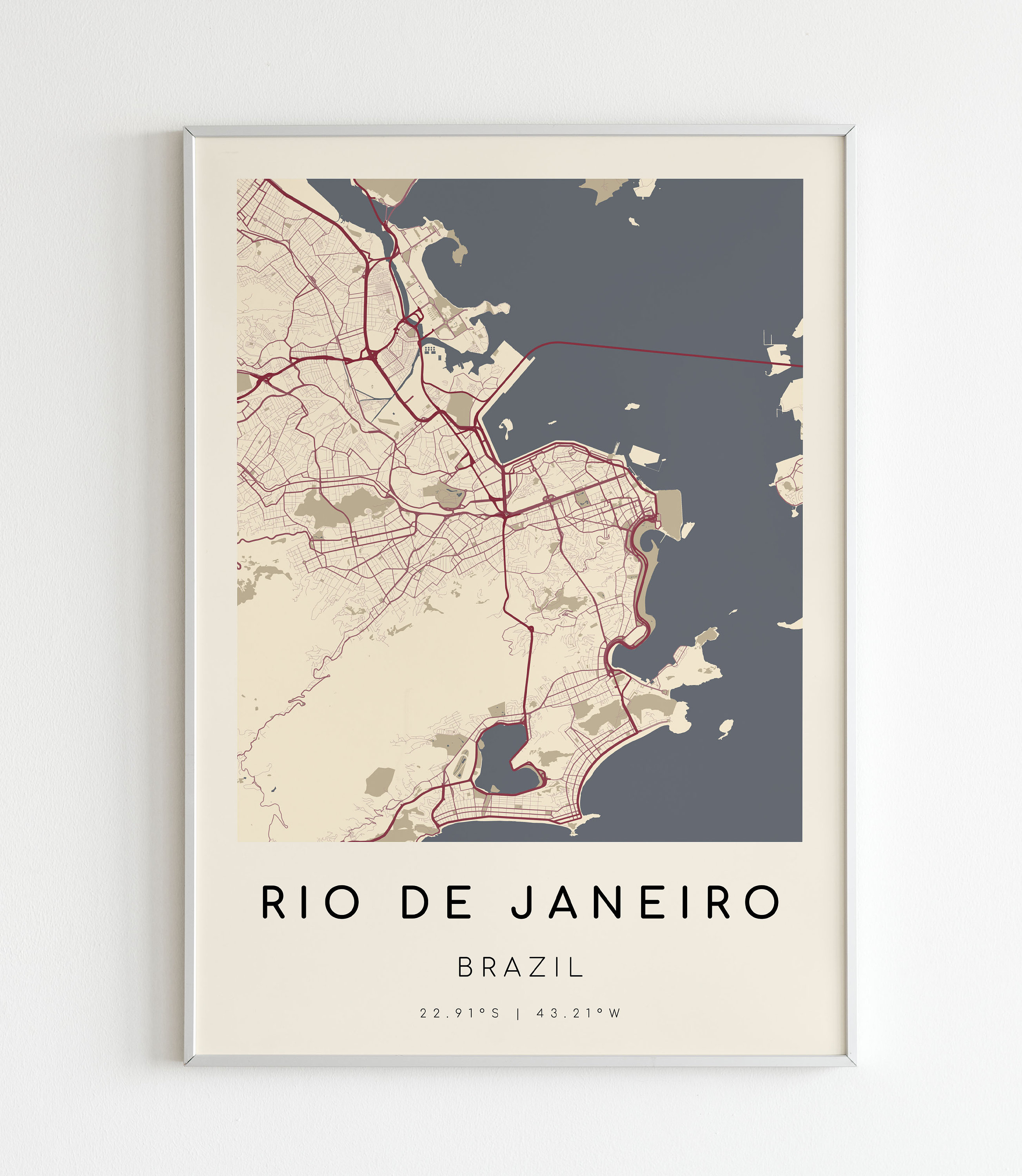 RIO DE JANEIRO Brazil Map Print Map of Rio De Janeiro Rio De Janeiro ...