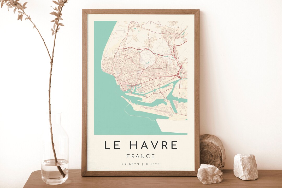 LE HAVRE France Map Print | Map of Le Havre | Digital Wall Art | Le ...