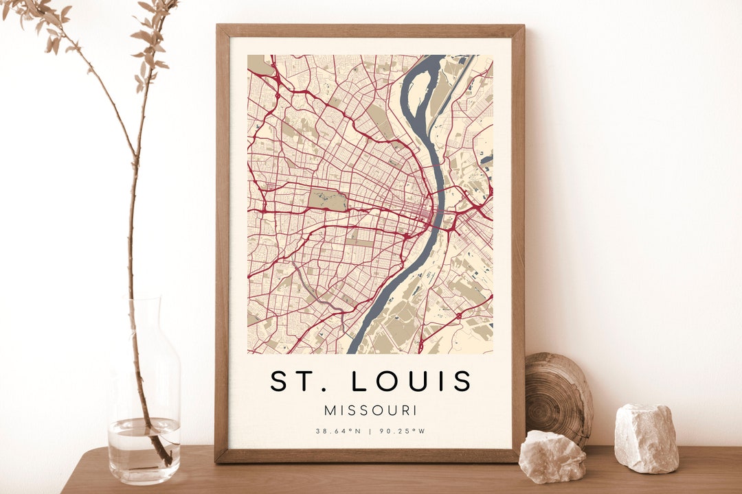 ST. LOUIS Missouri Map Print | Map of St. Louis | Digital Wall Art | St ...