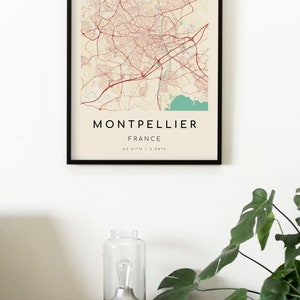 MONTPELLIER France Map Print Map of Montpellier Digital Wall Art ...