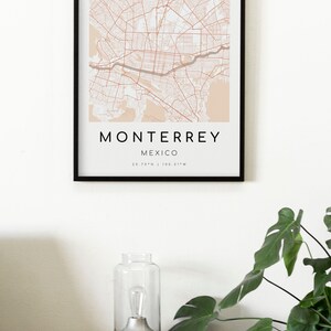 MONTERREY Mexico Map Print | Map of Monterrey | Digital Wall Art ...