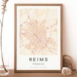 REIMS France Map Print | Map of Reims | Digital Wall Art | Reims City ...