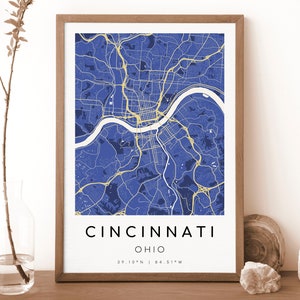 CINCINNATI Ohio Map Print | Map of Cincinnati | Digital Wall Art ...