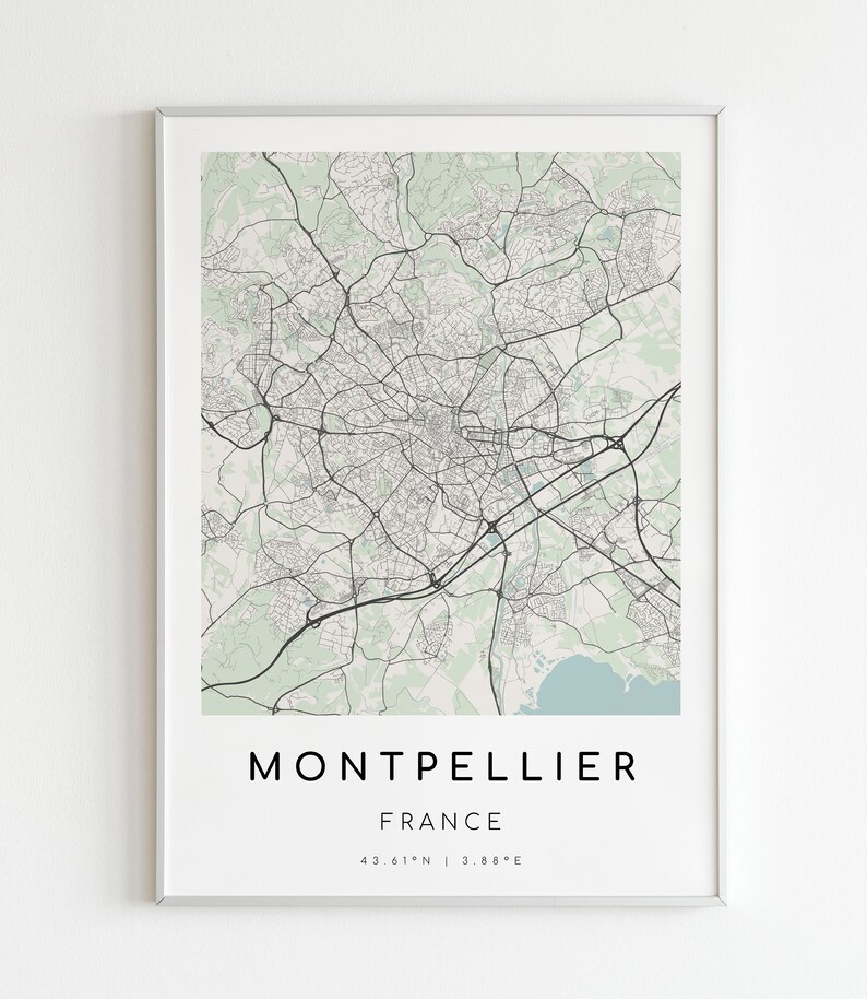 MONTPELLIER France Map Print Map of Montpellier Digital Wall Art ...