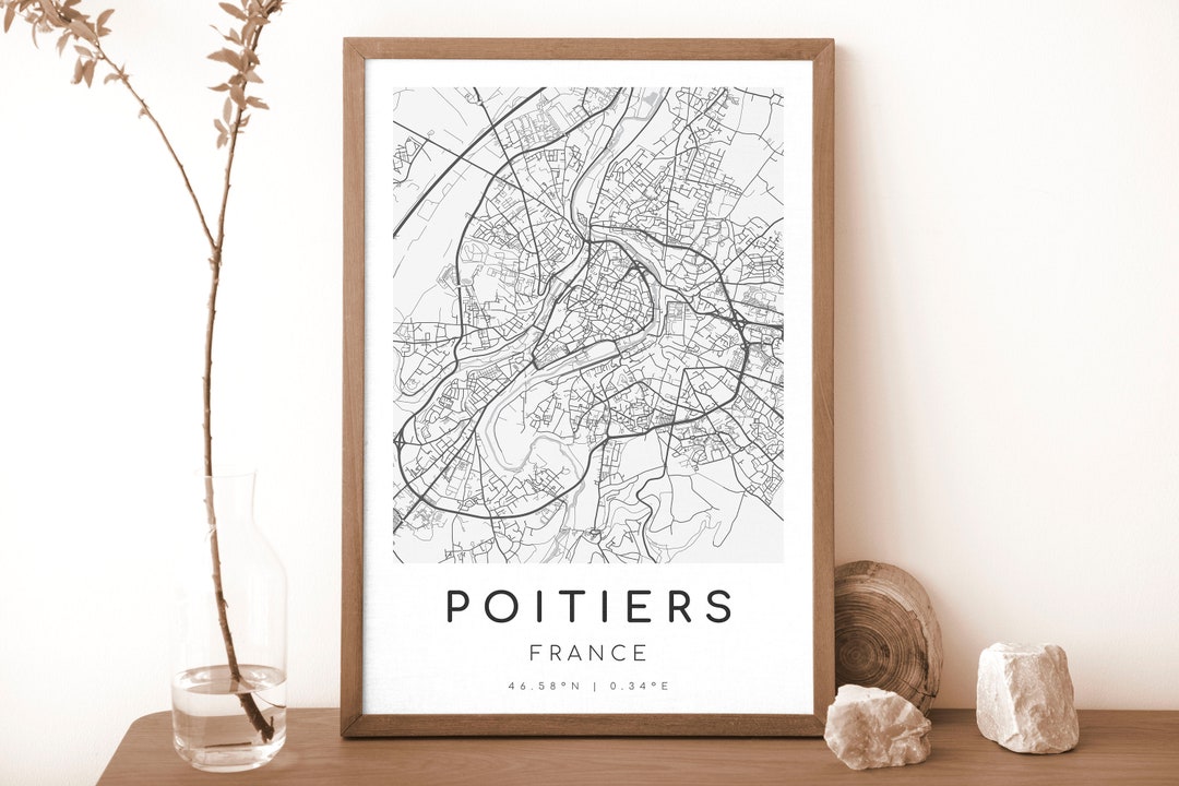 POITIERS France Map Print | Map of Poitiers | Digital Wall Art ...